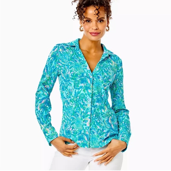 Lilly Pulitzer | Tops | Nwt Lilly Pulitzer Marlena Chilly Lilly Shirt ...